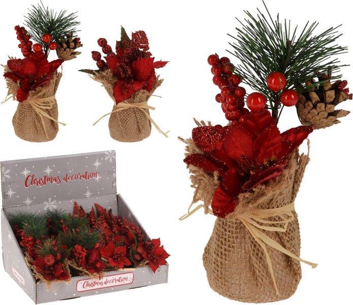 Kalėdinė dekoracija XMAS ARRANGEMENT POT raudonos sp rūšys cm ermitazas lt