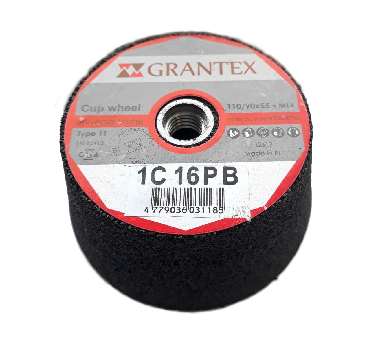 Betono šlifavimo puodas GRANTEX, 110/90 x 55 mm, C60, M14 sriegis ...