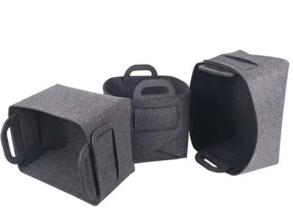 Veltas krepšelis CREYA, tamsiai pilkos sp., 40 x 28 x 20/25 cm ...