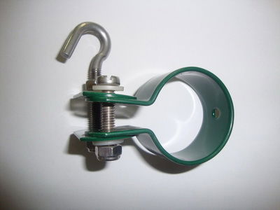 Galinė stulpo apkaba su kabliu, plienas, žalios sp., 38 mm, 5 vnt ...