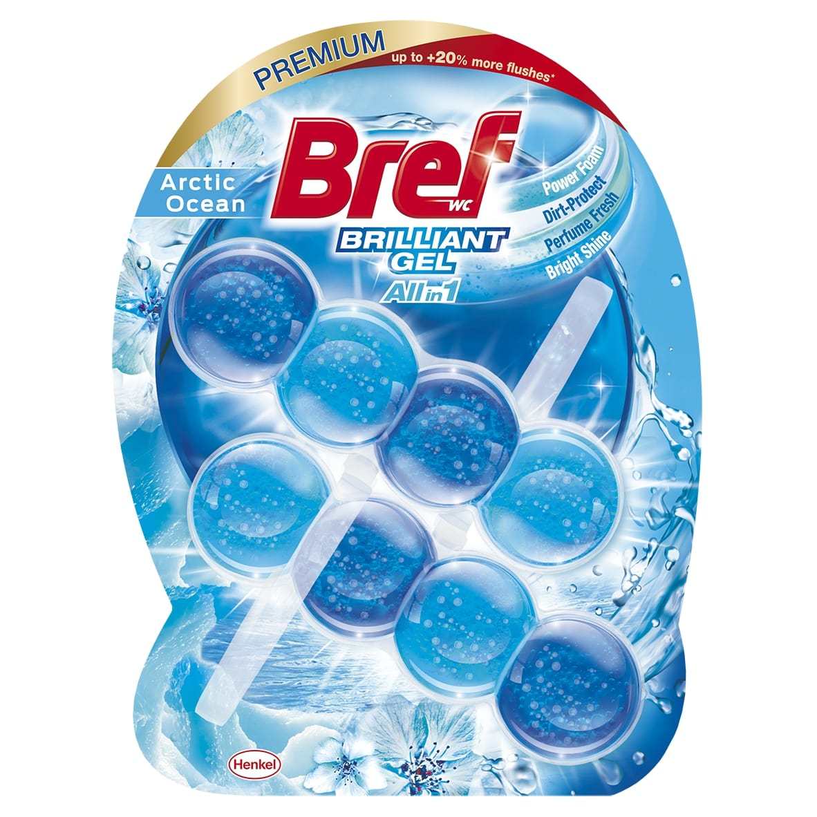 WC valiklis-gaiviklis BREF BRILLIANT GEL Arctic Ocean, 84 g - ermitazas.lt