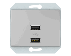 USB maitinimo lizdas XP 500, 2 vietų, 5V DC 3,4 A b/r, pilkos sp ...