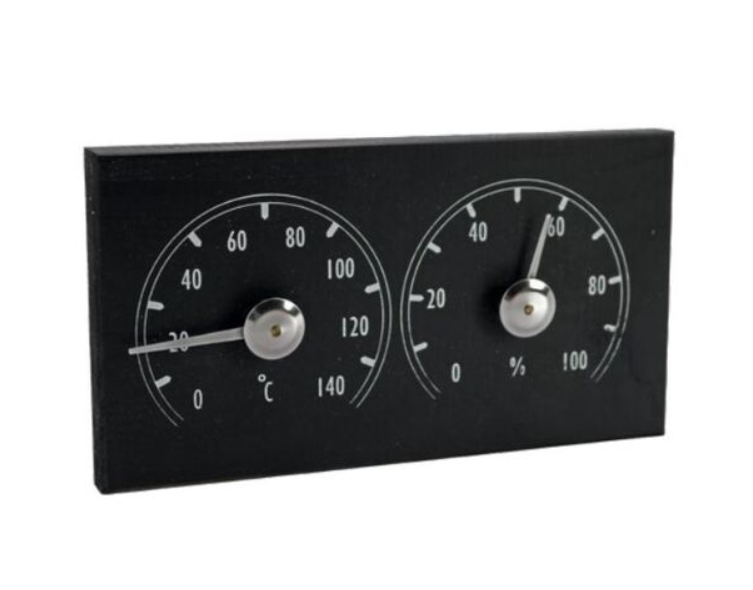 Pirties termometras - hidrometras SAUNIA, 12 x 19 cm, alksnis, juodos ...