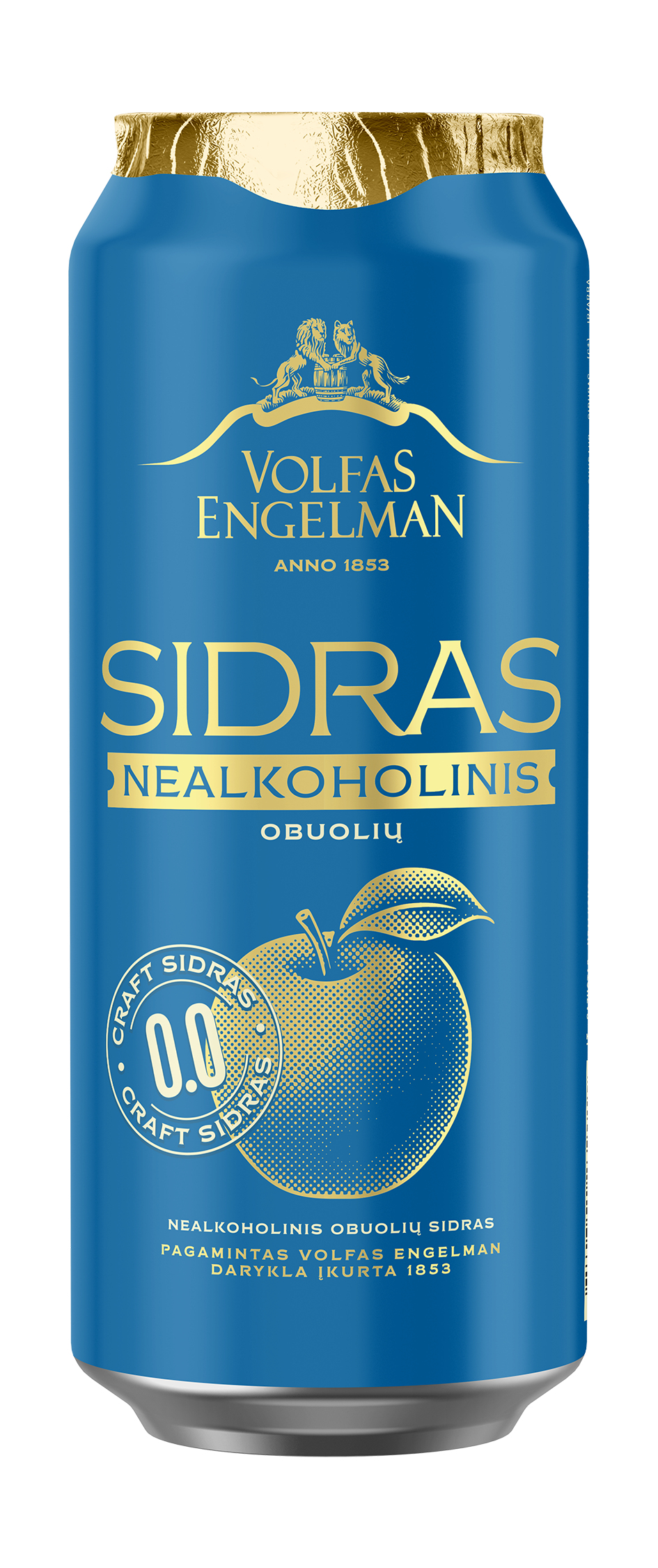 Nealkoholinis sidras VOLFAS ENGELMAN, obuolių skonio, skardinėje, 500 ml - ermitazas.lt