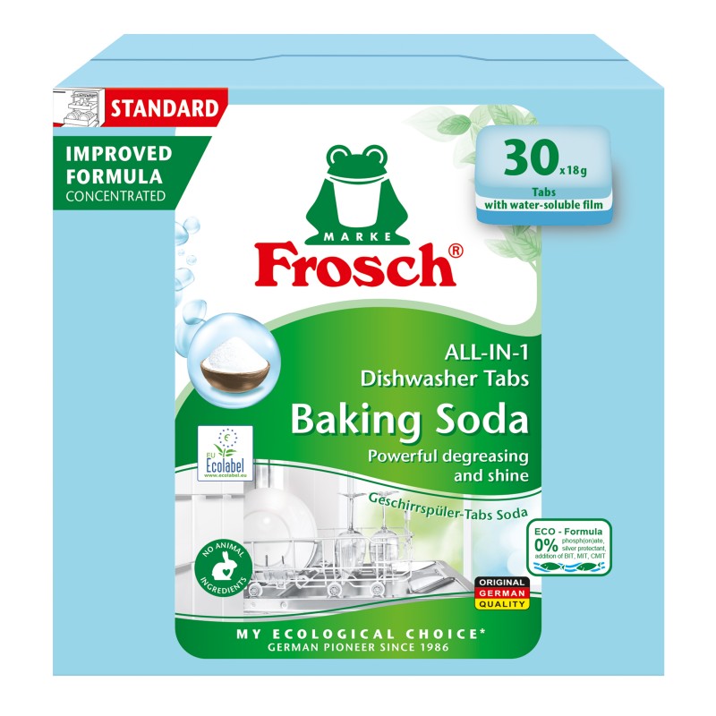 Indaplovių tabletės FROSCH, su soda, 30 vnt. - ermitazas.lt