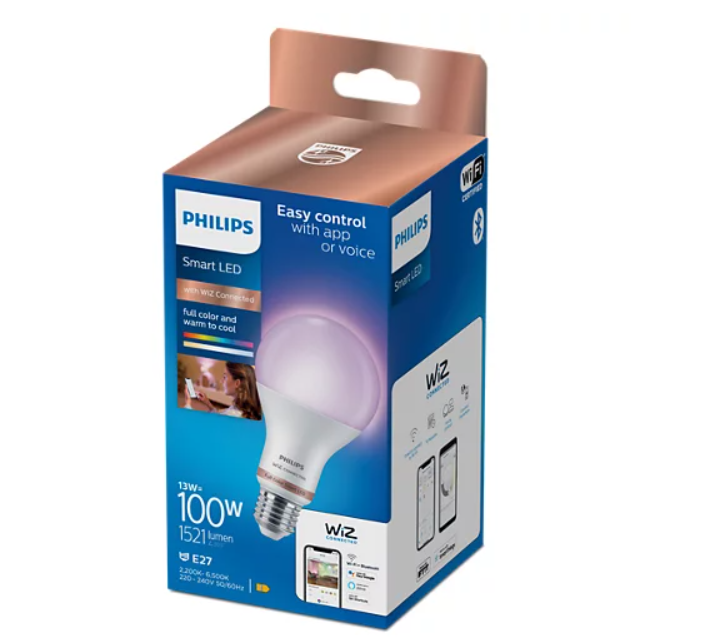 Išmanioji LED lemputė PHILIPS, E27, A67, 13W(=100W), 2200-6500K, 1521lm, RGB, SMART + WiFi ...