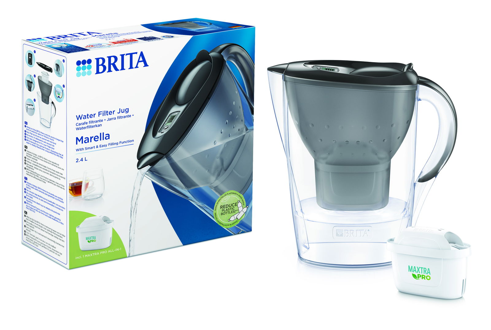 Vandens filtravimo indas BRITA MARELLA Mxpro, 2,4 l, pilkos sp. - ermitazas.lt