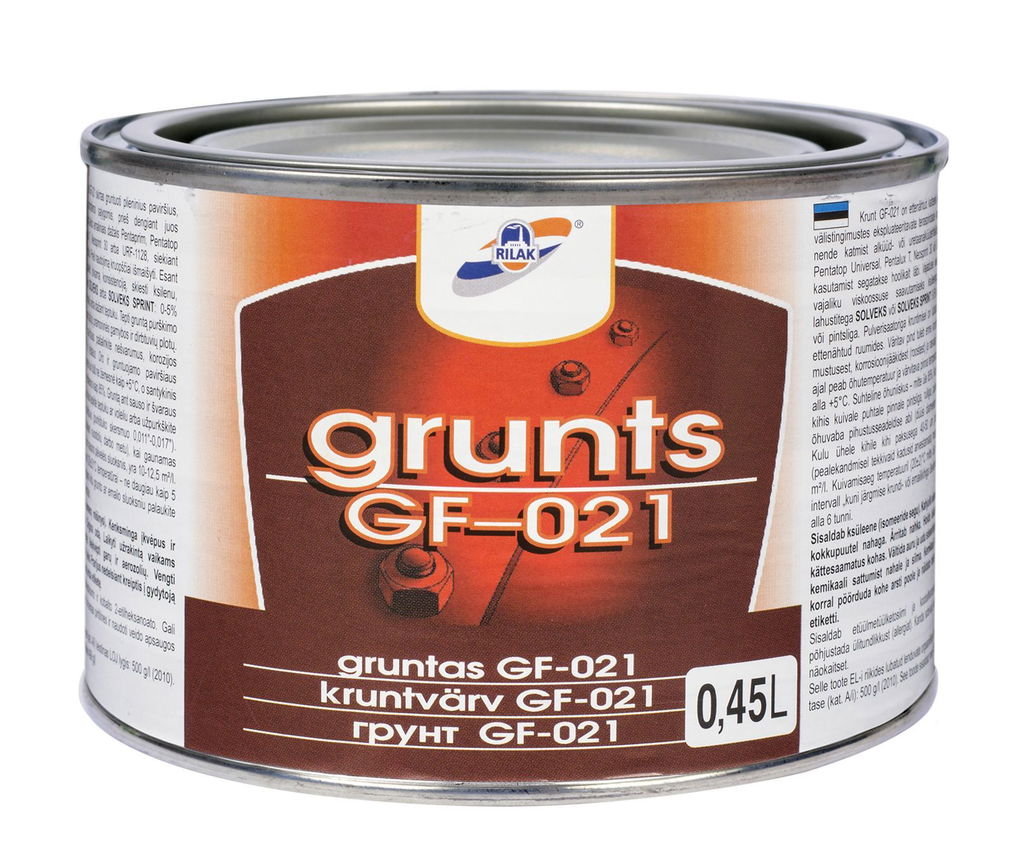 Metalo gruntas RILAK GF-021, raudonai rudos sp., 450 ml - ermitazas.lt