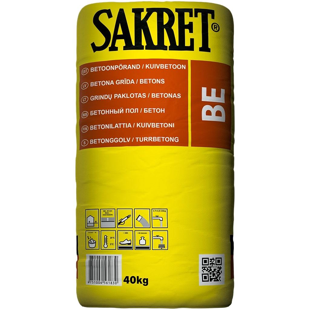 Betonas SAKRET BE, nuo 40 mm, 40 kg - ermitazas.lt