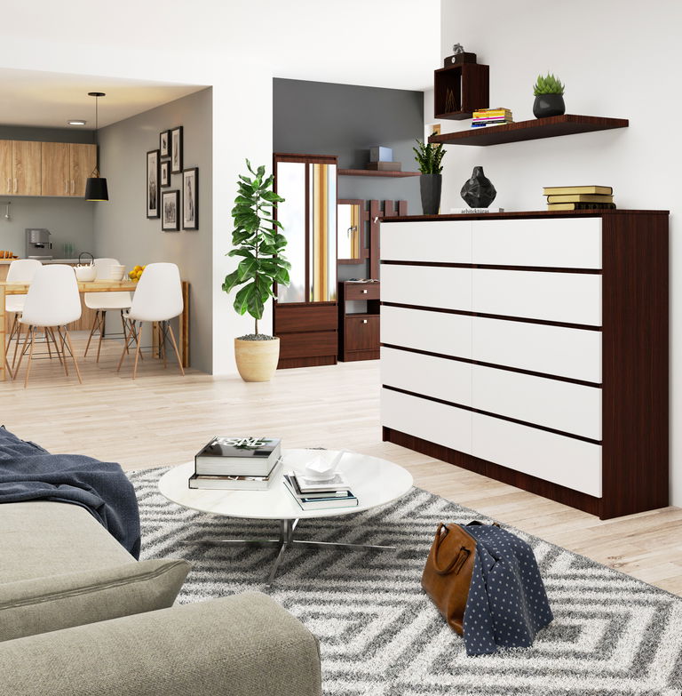 Komoda K160, ruda / baltos sp. - ermitazas.lt