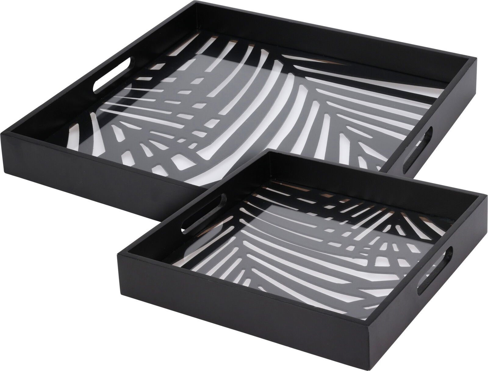 Dekoratyvinis stiklinis padėklas LEAF, juodos sp., 40 x 40 x 5 cm - ermitazas.lt