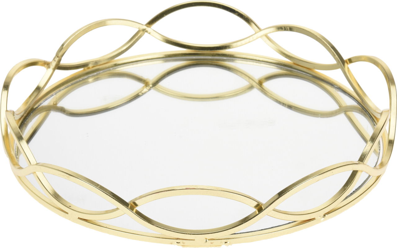 Dekoratyvinis metalinis padėklas MIRROR, ø 23 cm - ermitazas.lt