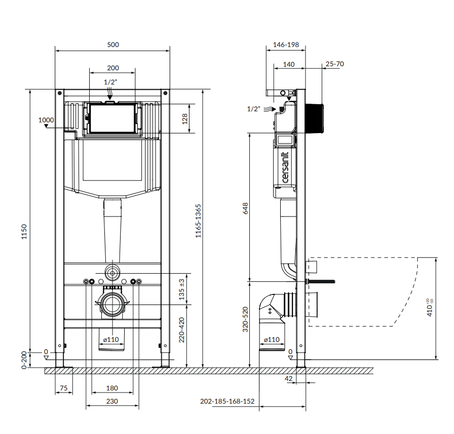Unitazo komplektas CERSANIT FIORI NEW, potink. rėmas, unitaz., l ...