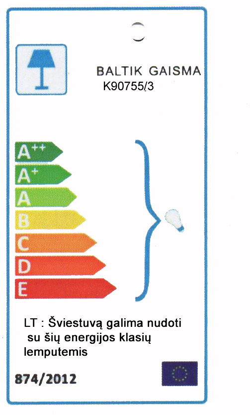 Pakabinamas šviestuvas Baltik Gaisma, 3 x 40 W, E14, K90755/3 FGD ...