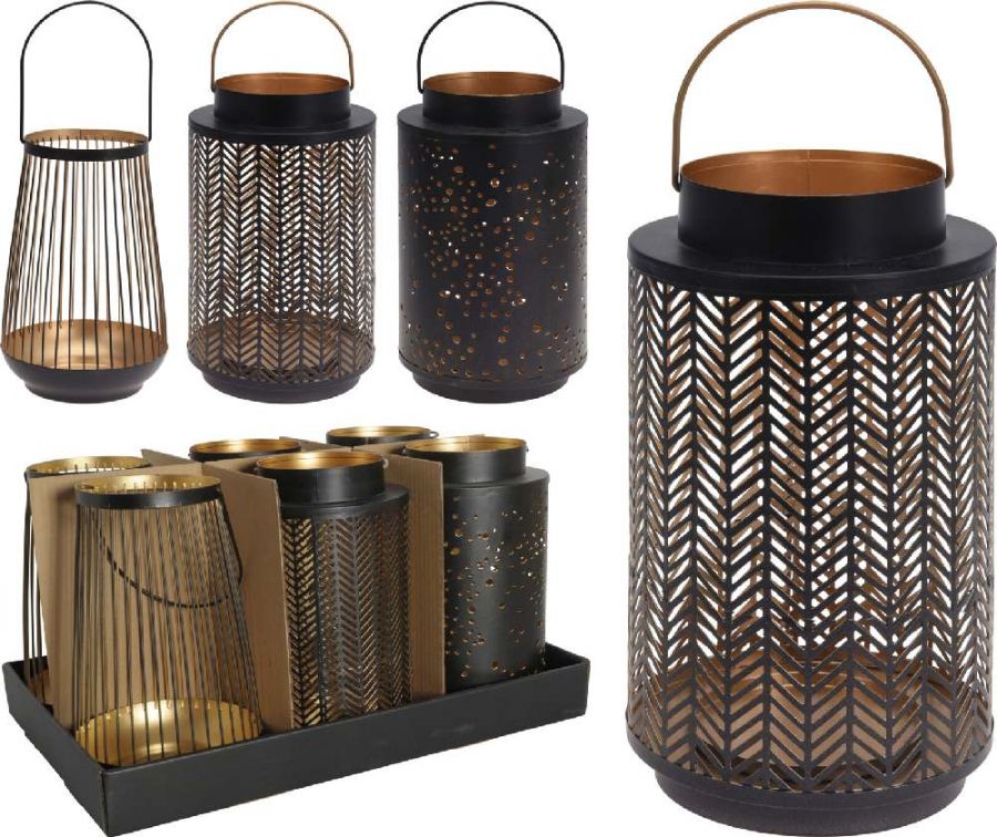 Metalinis žibintas, juodos s., 3 rūšys, 14,4 x 24 cm - ermitazas.lt