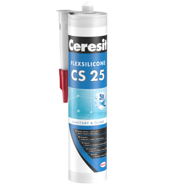 Sanitarinis silikoninis hermetikas CERESIT CS25 Express, skaidrus, 280 ...