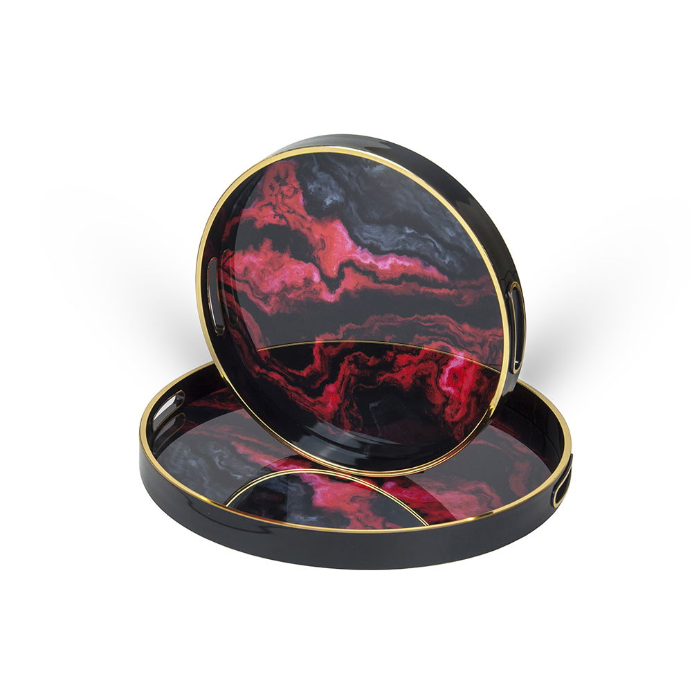 Dekoratyvinis stiklinis padėklas AGATE, apvalus, 45 x 45 x 4 cm ...