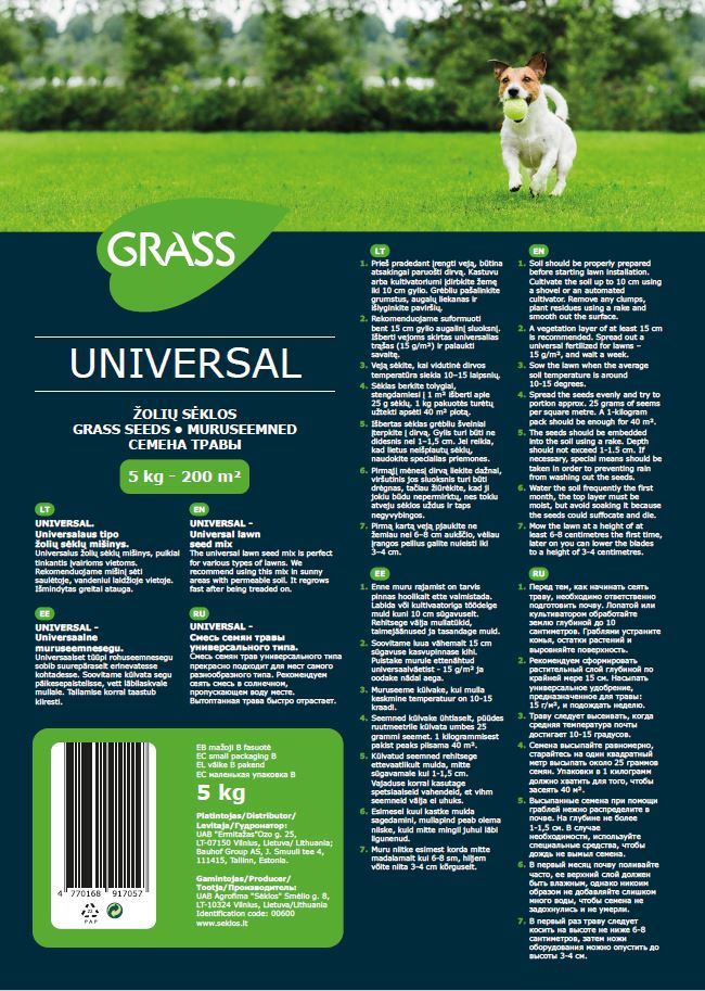 Vejos sėklos UNIVERSAL, 5kg - ermitazas.lt