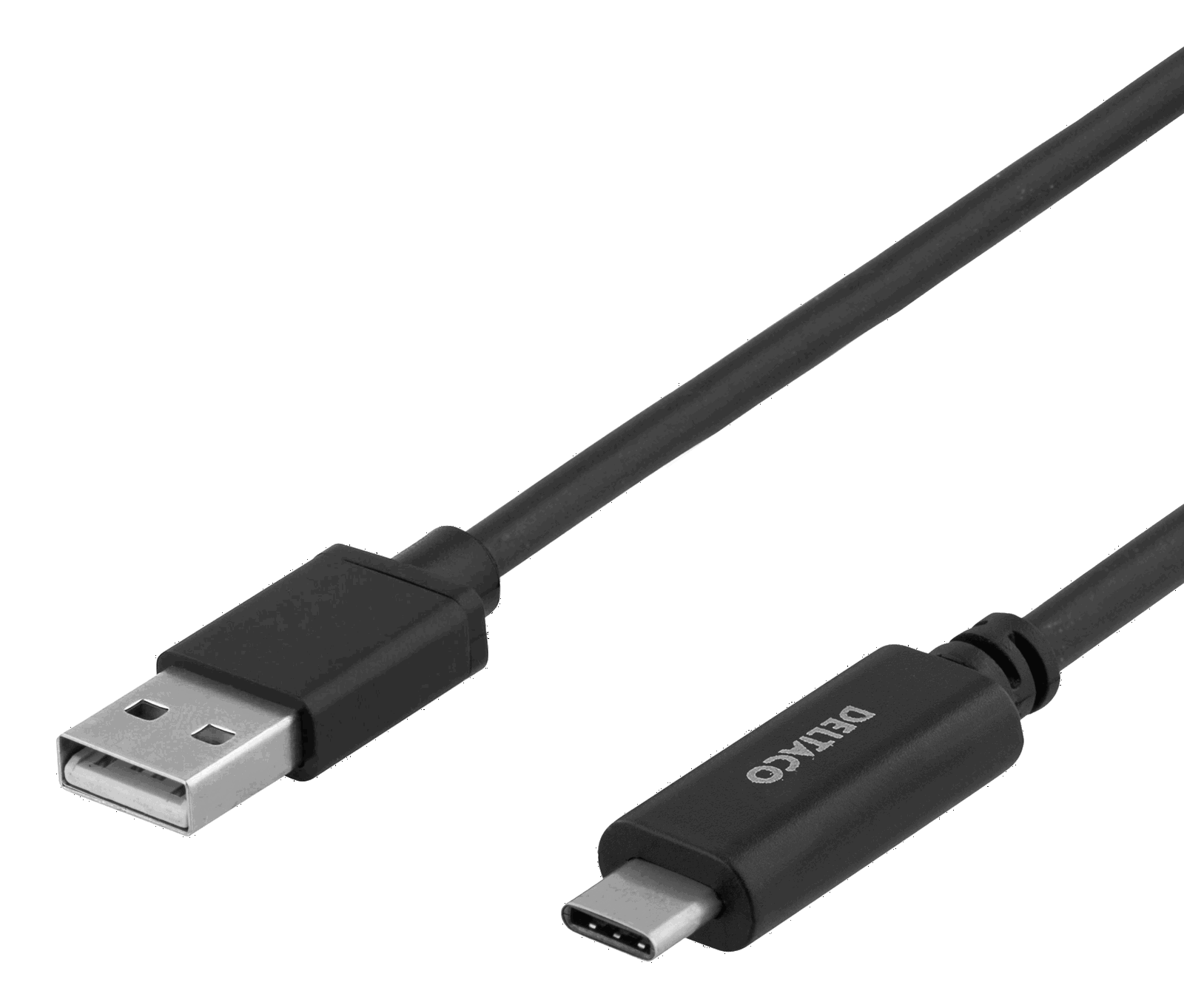 USB 2.0 kabelis DELTACO, USB-A - USB-C , LSZH, 2m, juodas - ermitazas.lt