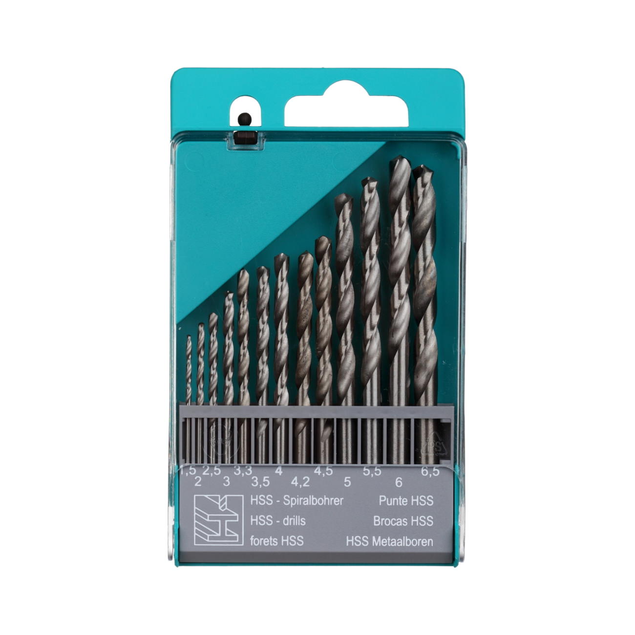 Metalo grąžtų rinkinys DIN 338, 1,5-6,5 x 0,5 mm, 13 dalių - ermitazas.lt