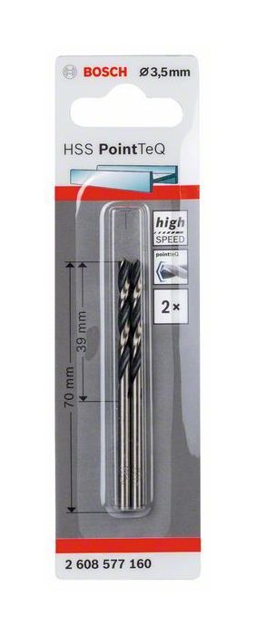 Metalo grąžtas BOSCH PointTeQ, 3,5 x 39/70 mm, HSS, 2 vnt - ermitazas.lt