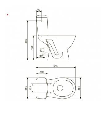 Unitazo komplektas CERSANIT MITO GREY 010, su dangčiu, 68.5 x 36 x 75 ...