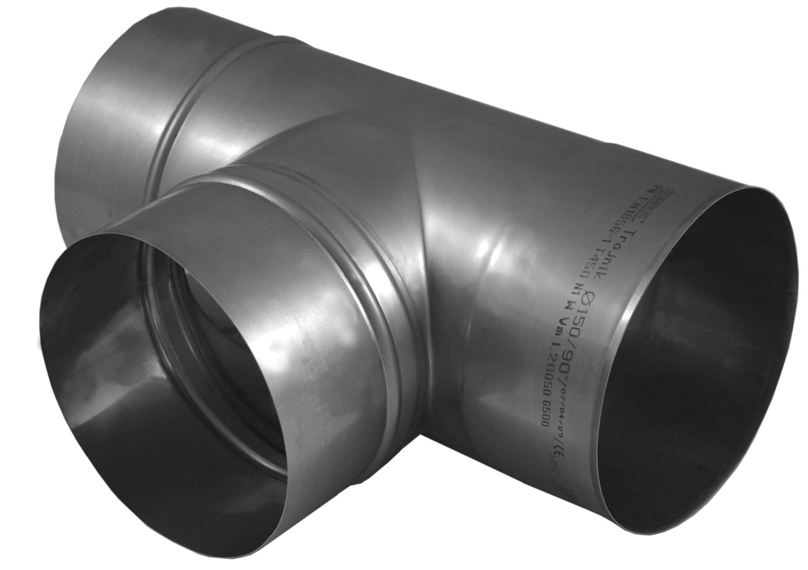 Kamino trišakis, DN130, 90°, nerūd. plieno - ermitazas.lt