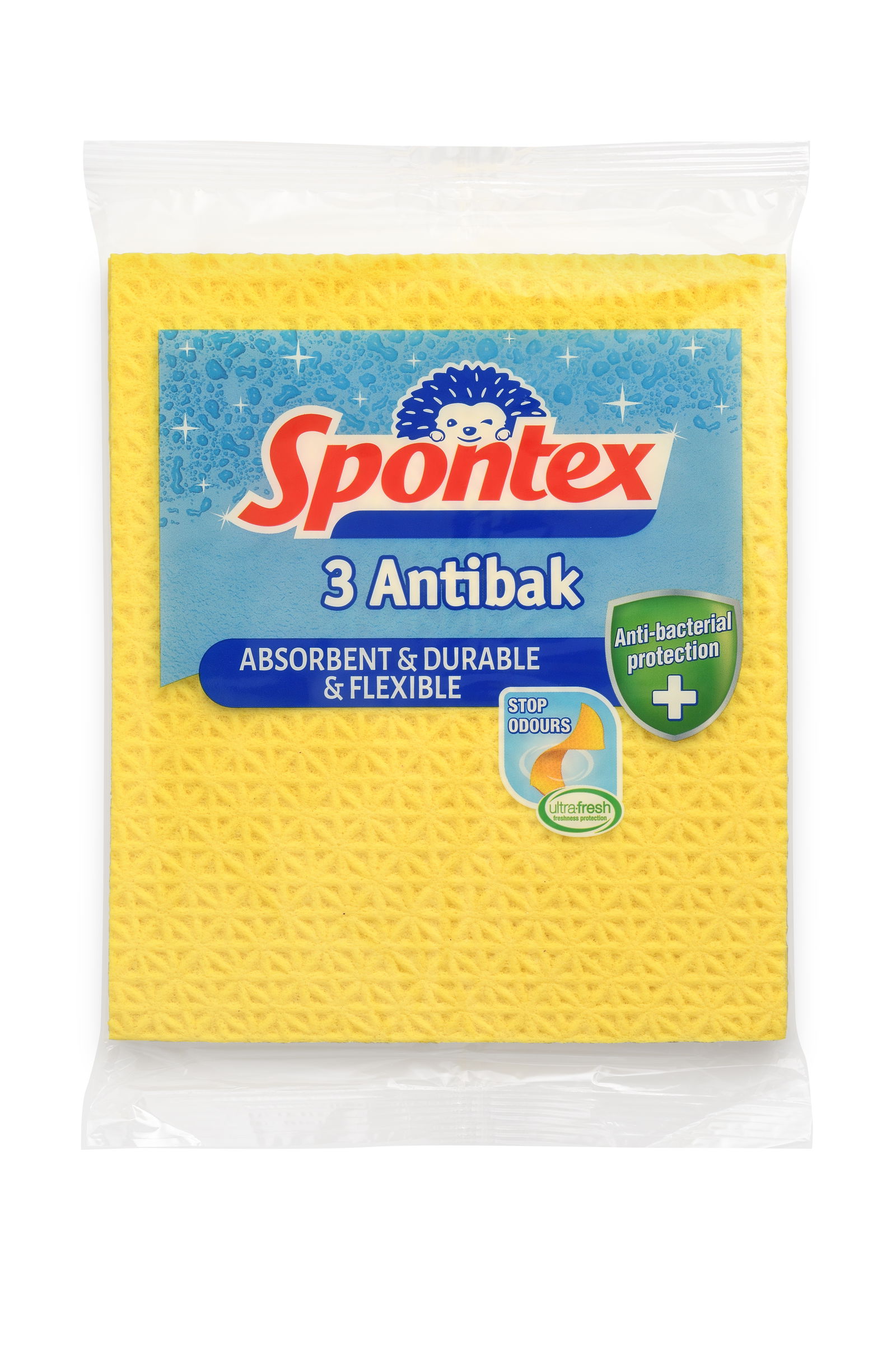 Antibakterinės šluostės-kempinės SPONTEX ANTIBAK, 3 vnt. - ermitazas.lt