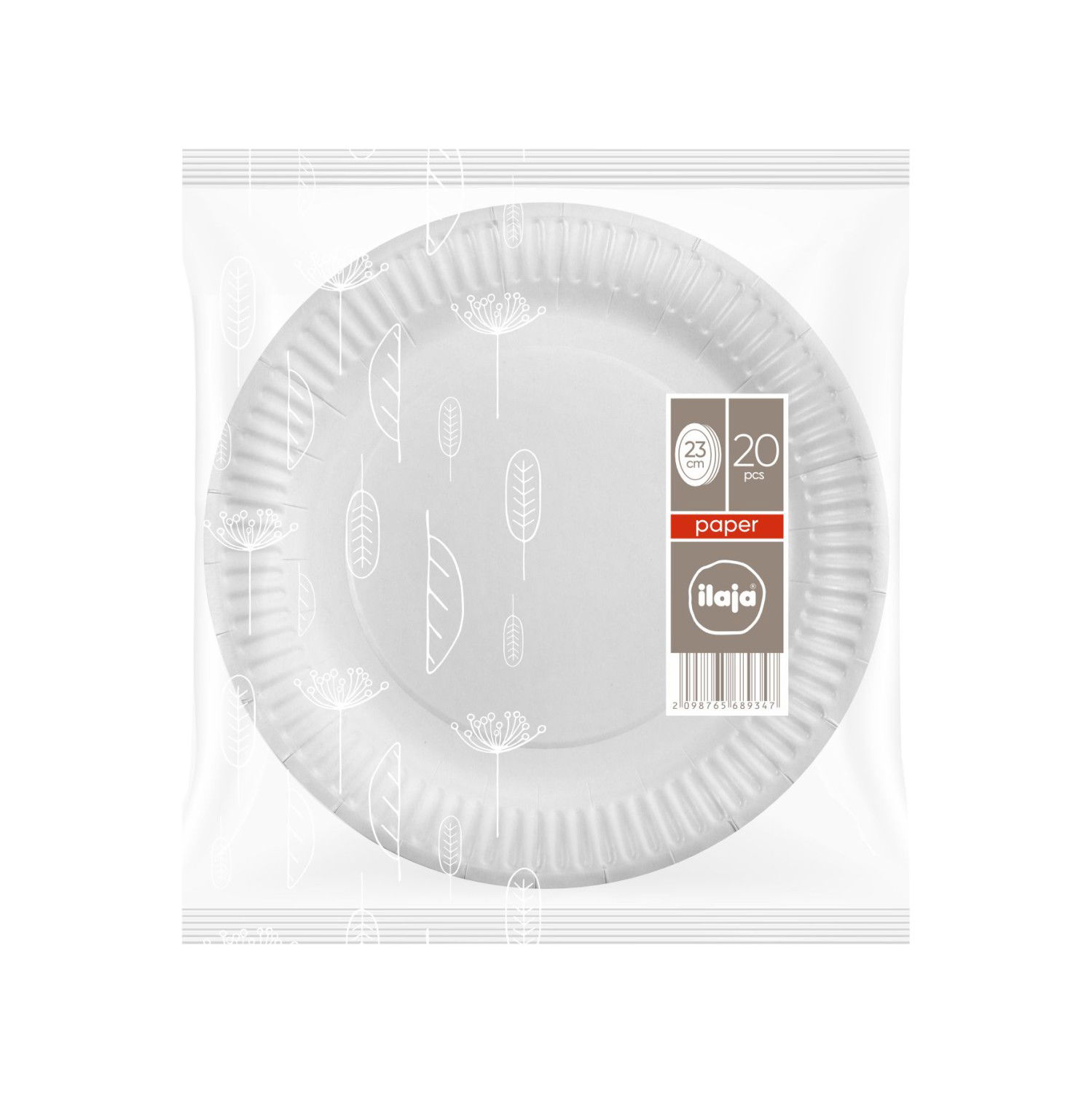 Vienkartinės lėkštės ILAJA WHITE, 23 cm, 20 vnt. - ermitazas.lt