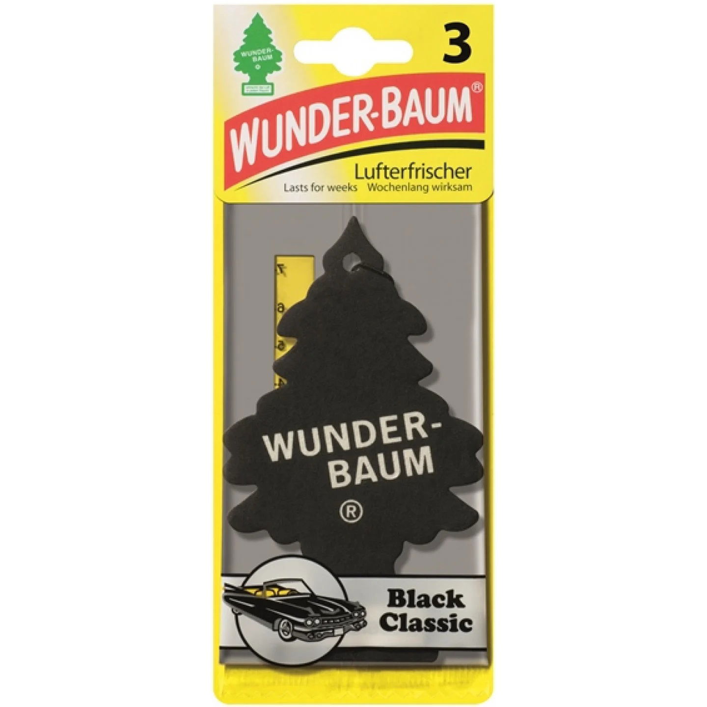 Automobilinis oro gaiviklis WUNDER-BAUM TREE Black Classic, 3 vnt ...