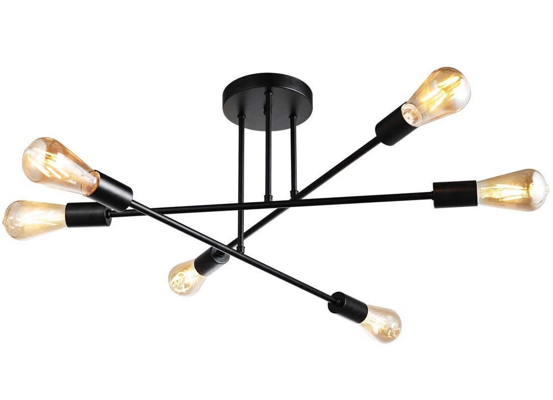 Pakabinamas šviestuvas G.LUX GT-999-6 EASY, 6 x E27, juodos sp., ⌀64 x 30 cm - ermitazas.lt