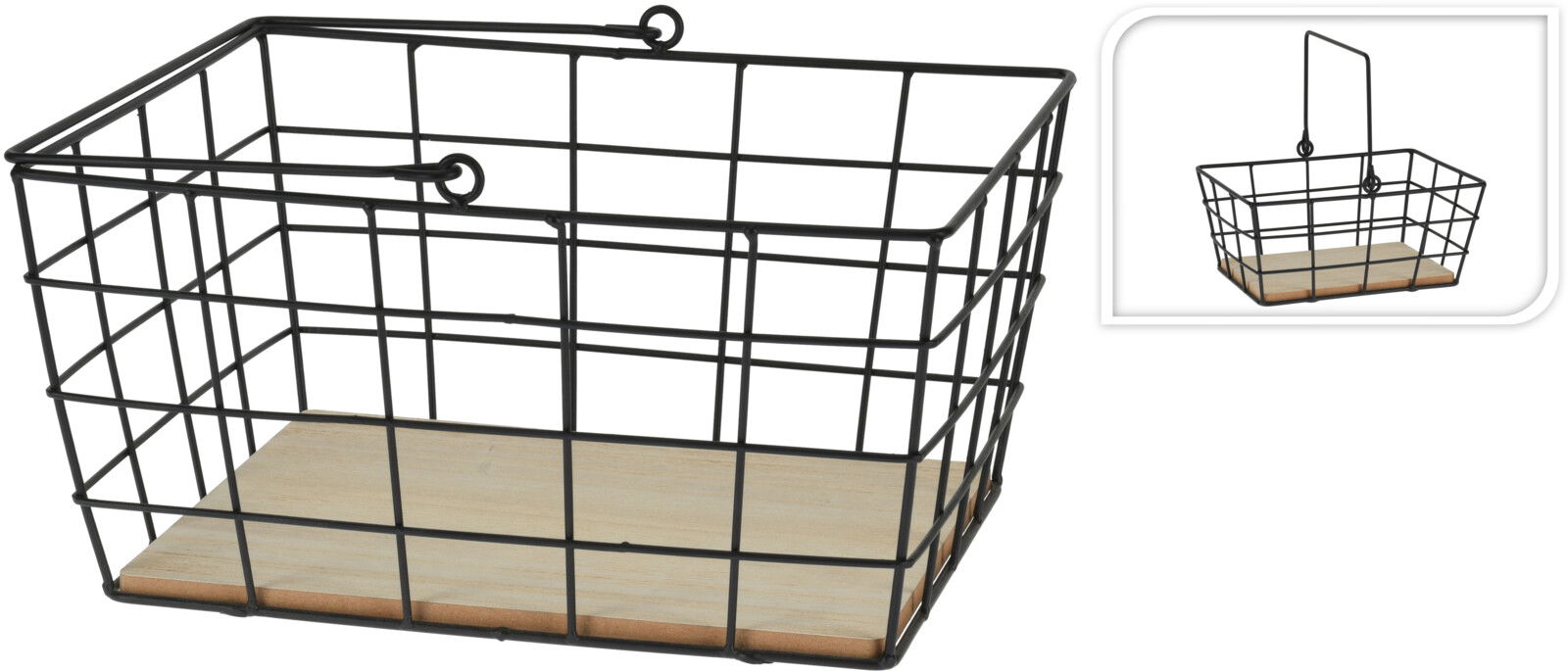 Dekoratyvinis metalinis krepšelis su rankena, juodos sp., 26 x 30 x 16 cm - ermitazas.lt