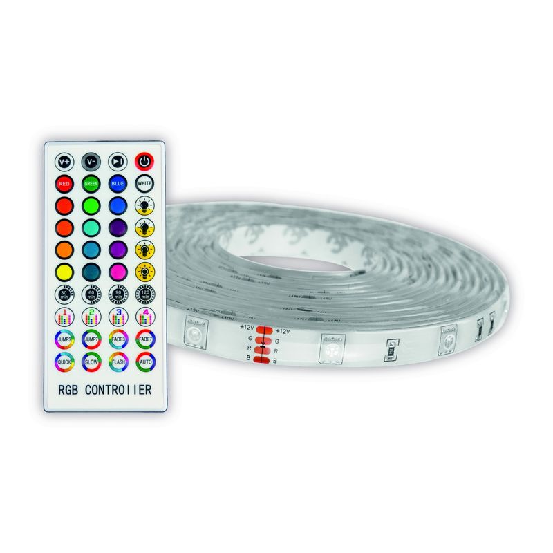 LED juostos komplektas AVIDE IP65 RGB 22W muzikos kontroleris laikmatis su pultu 2x5m ermitazas.lt