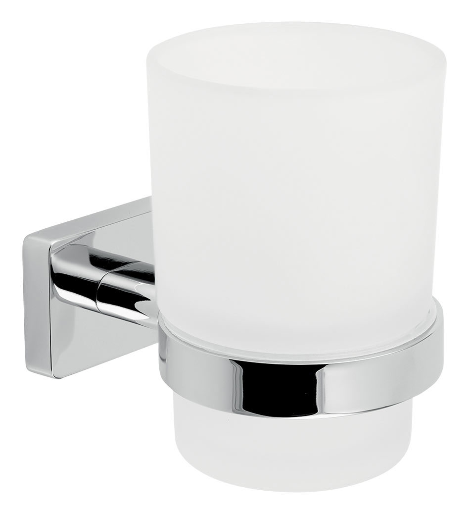 Dantų šepetėlių stiklinė GRETA, chromuota, tvirtinama prie sienos - ermitazas.lt