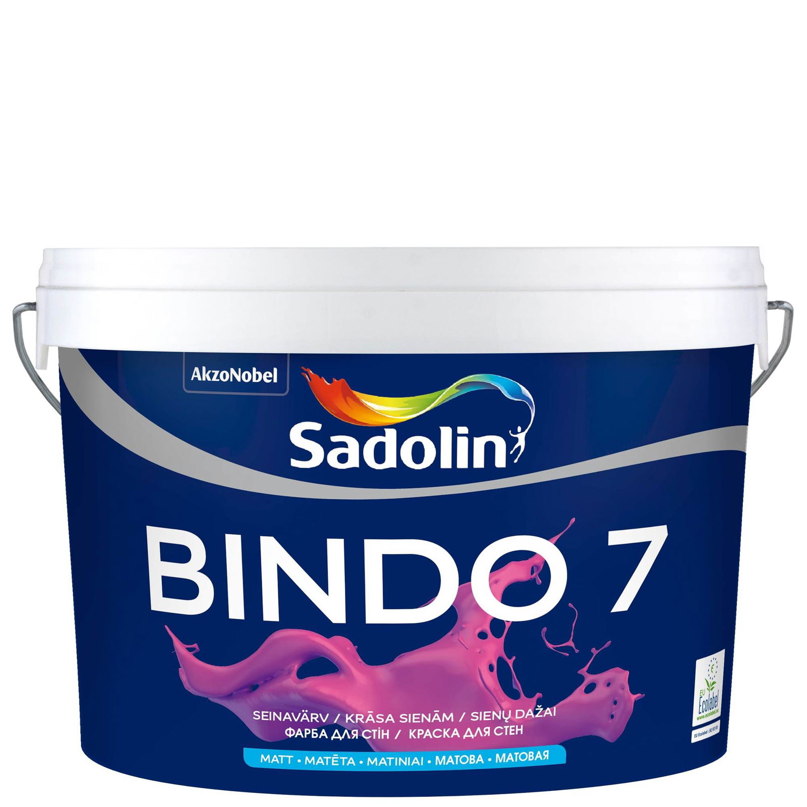 Sienų ir lubų dažai SADOLIN BINDO 7, matiniai, baltos sp., BW bazė, 2,5 l - ermitazas.lt