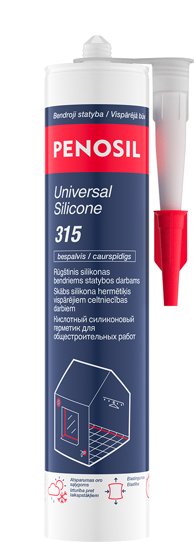 Universalus rūgštinis silikonas PENOSIL Universal Silicone 315, bespalvis, 280 ml - ermitazas.lt