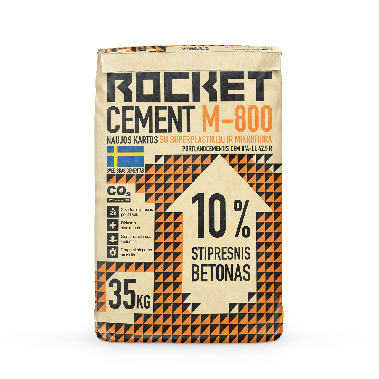 Cementas su superplastikliais ir mikrofibra Rocket M-800, 35 kg ...
