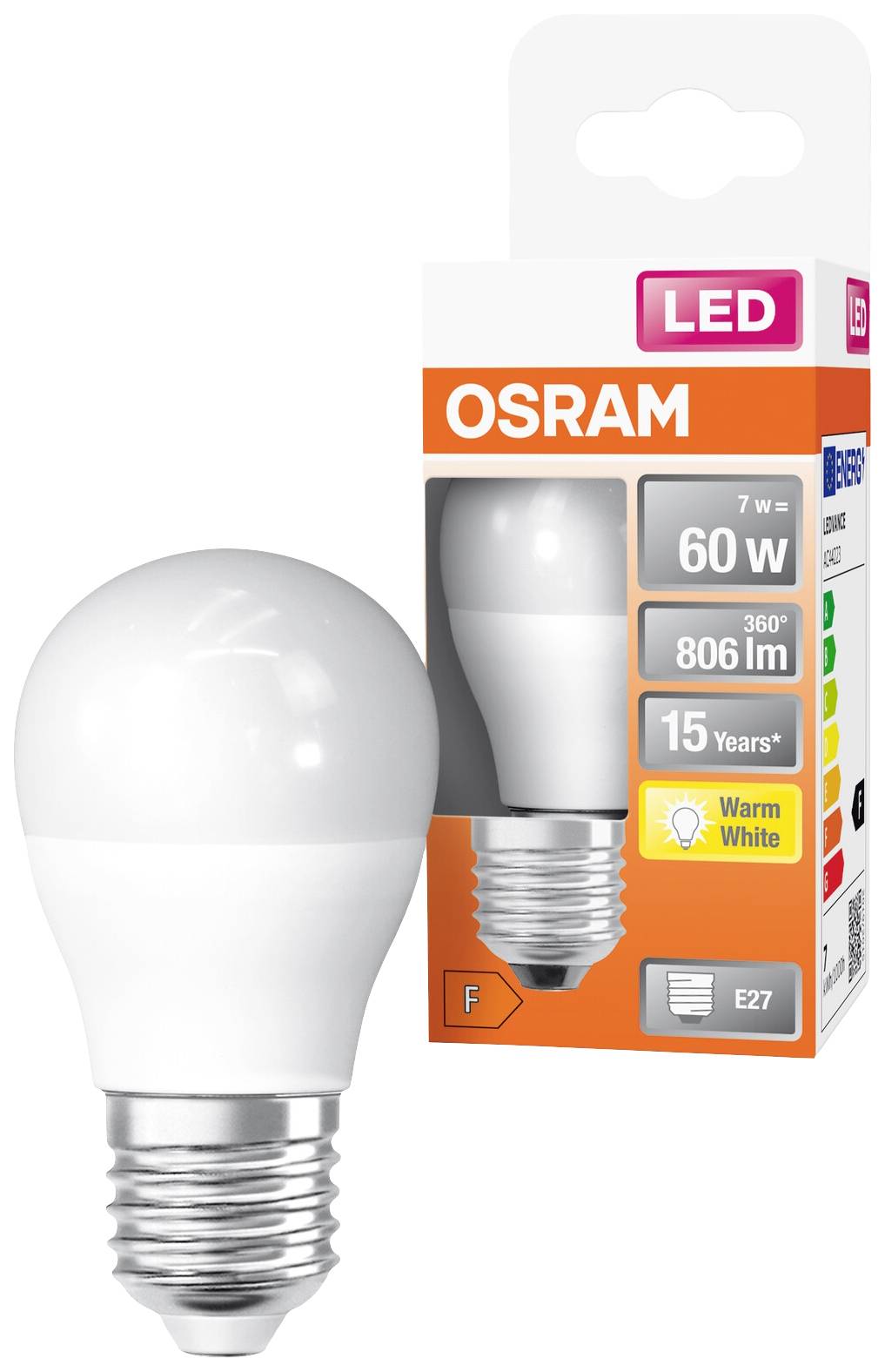 LED lemputė OSRAM, E27, P60, burbuliuko formos, 7W, 2700K, 806 lm, non ...