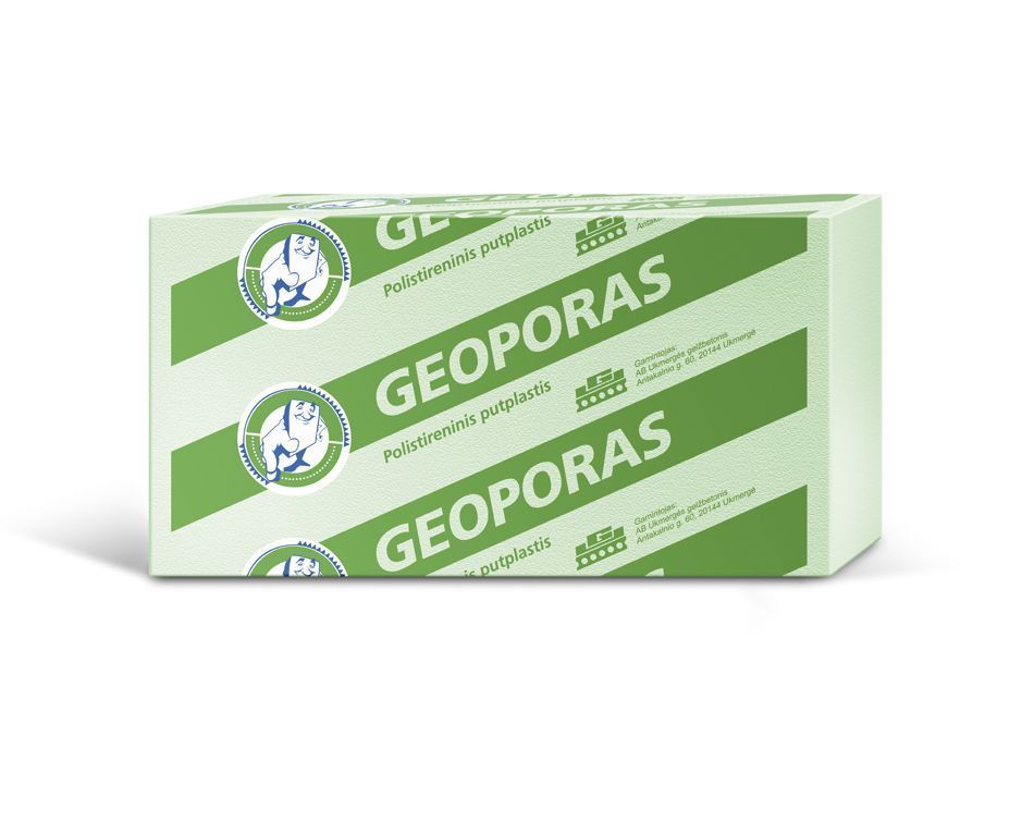 Polistireninio putplasčio plokštė GEOPORAS, EPS100 frezuota, 100 x 500 ...