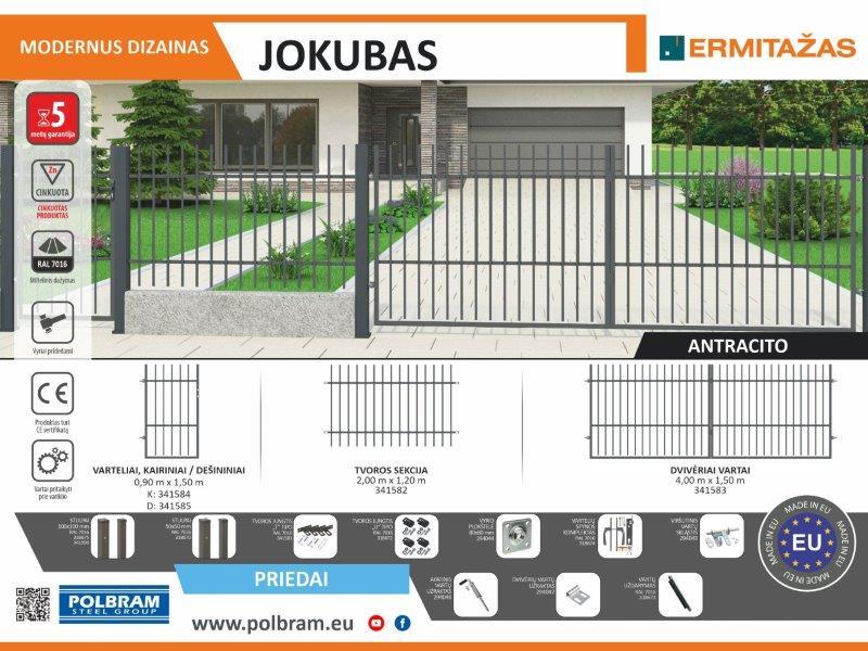Dekoratyvinės tvoros segmentas JOKŪBAS, 1200 x 2000 mm, juodos sp ...