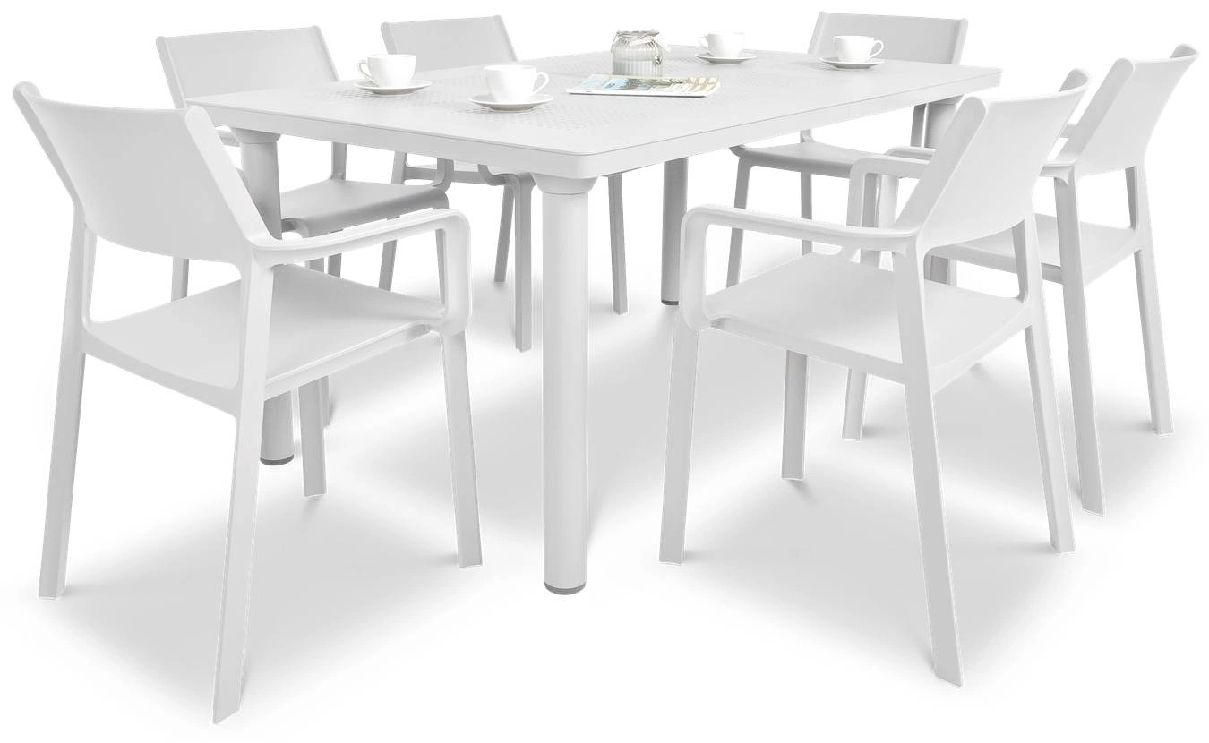 Lauko baldų komplektas TRILL/LIBECCIO 6+1, Bianco - ermitazas.lt