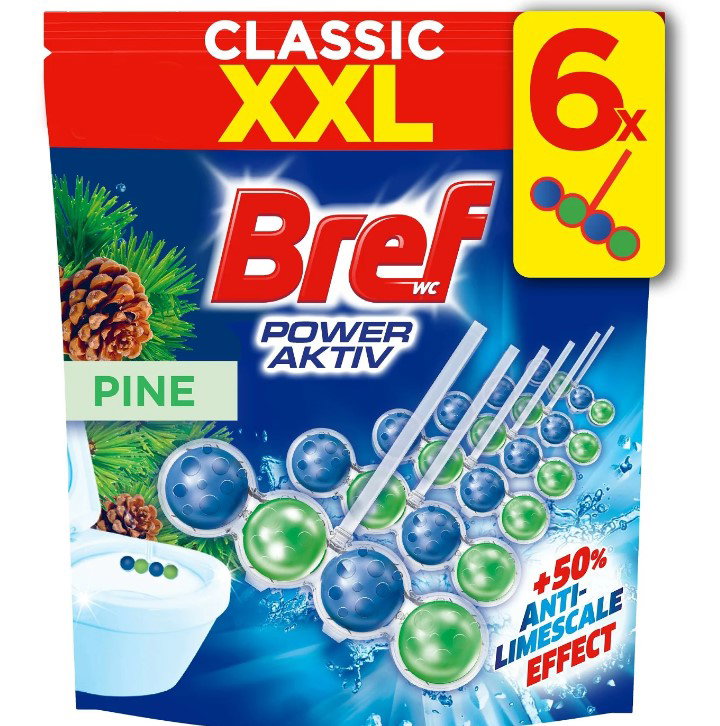 WC valiklis-gaiviklis BREF Power Aktiv Pine, 6 x 50 g - ermitazas.lt