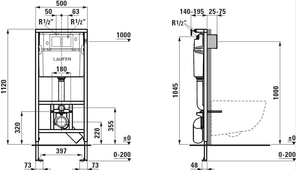 Unitazo komplektas LAUFEN PRO, pot. rėmas, unitazas, l. nusileidž ...