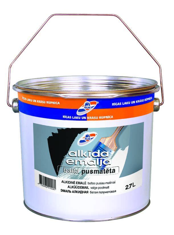 Alkidiniai emaliniai dažai RILAK, baltos sp., pusiau matiniai, 2,7 l ...