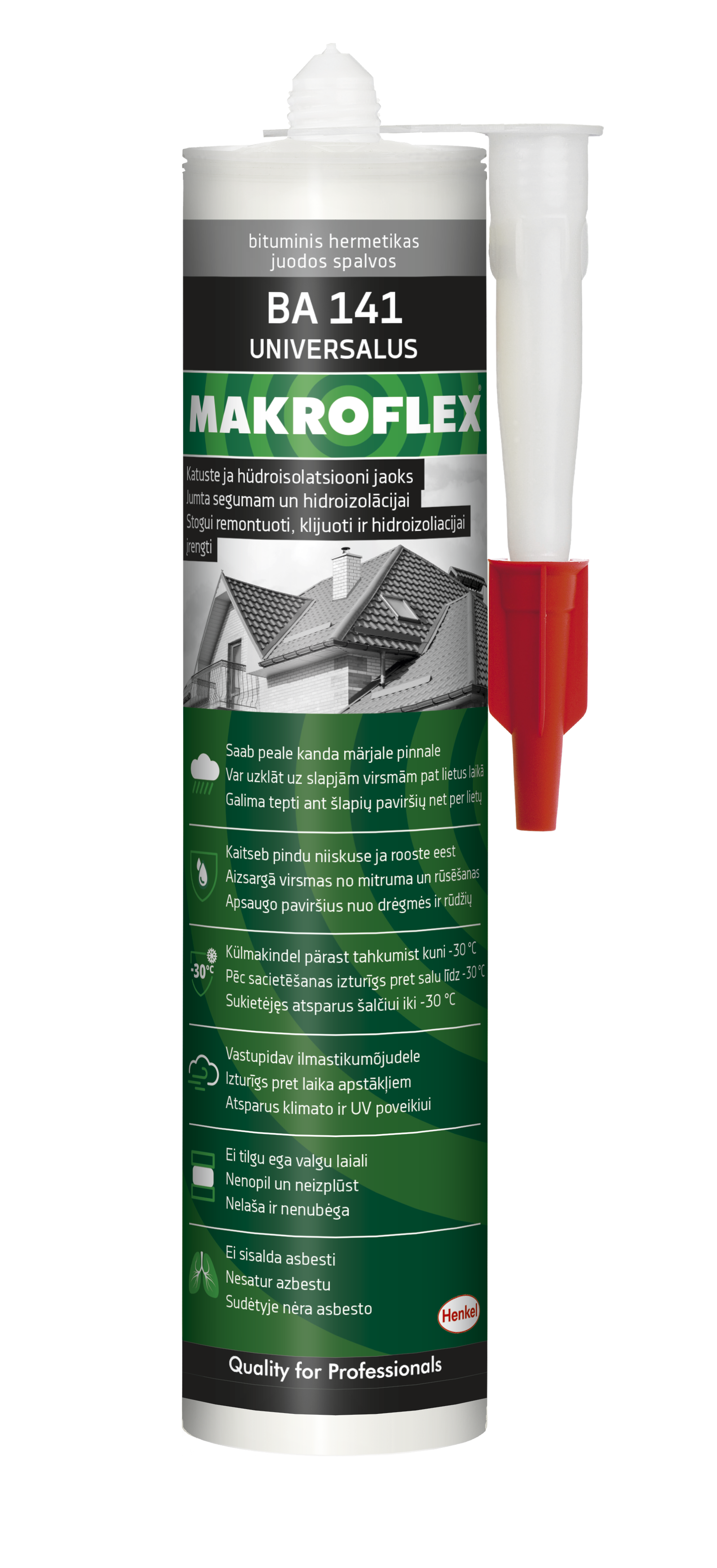 Bituminis hermetikas MAKROFLEX BA 141, juodos sp., 300 ml - ermitazas.lt