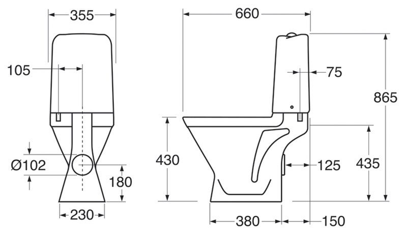 Unitazo komplektas GUSTAVSBERG NORDIC 3 su dangčiu, dvigubas vandens ...