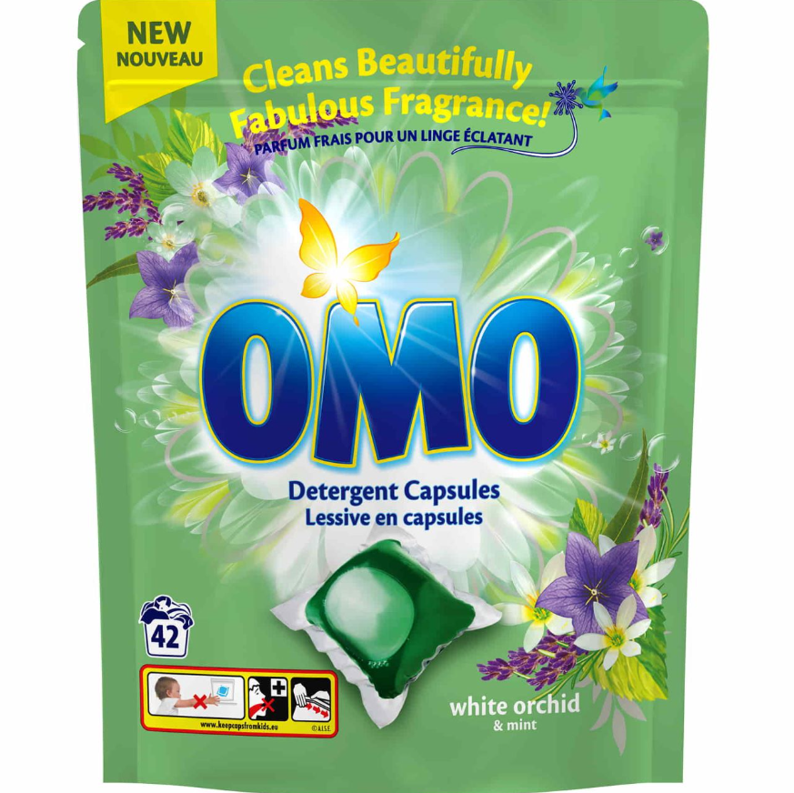 Universalios skalbimo kapsulės OMO WHITE ORCHID & MINT, 42 vnt ...