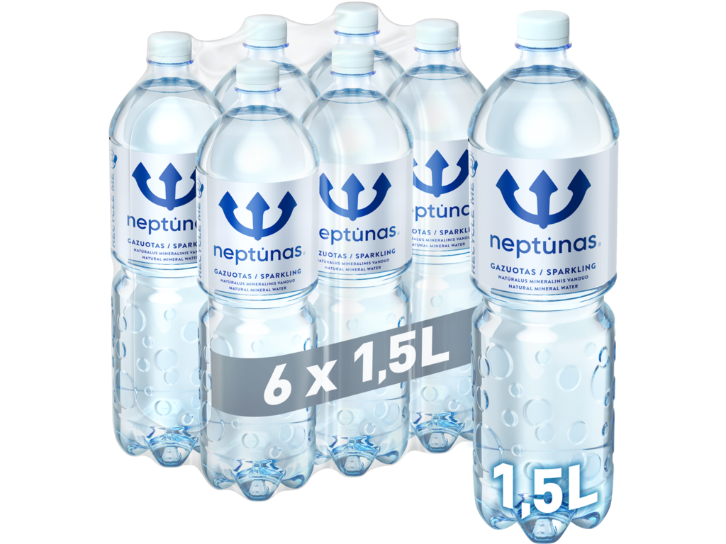 Natūralus mineralinis vanduo NEPTŪNAS, gazuotas, PET, 1,5 l - ermitazas.lt