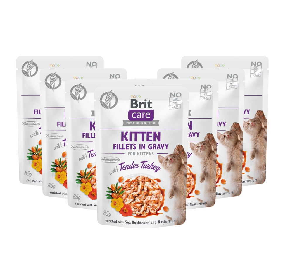 Konservuotas ėdalas katėms Brit Care Cat Kitten Fillets in Gravy Turkey ...