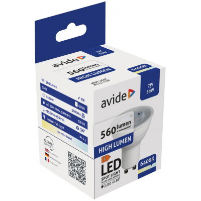 LED lemputė AVIDE, GU10, 7W (=50W), 6400K, 220-240V, 630 lm, 36 ...